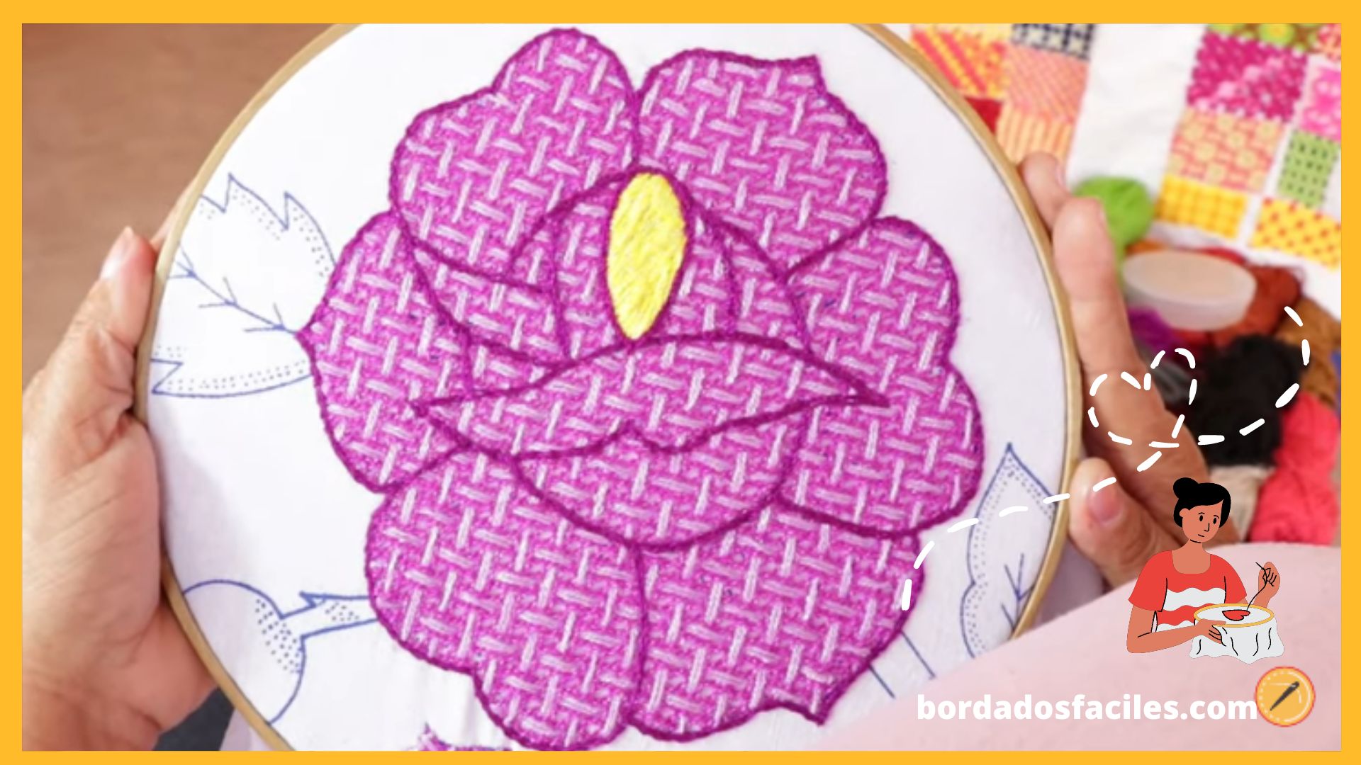 Bordado de rosa sencilla - Bordados Fáciles