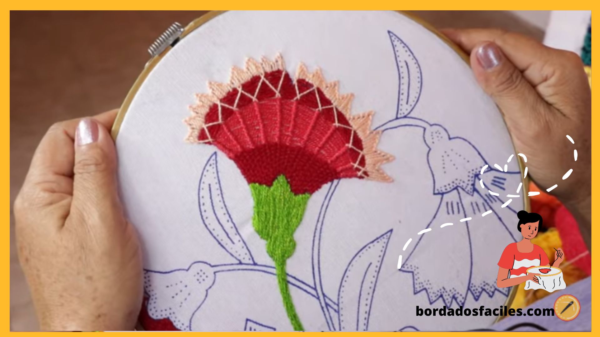 Clavel Bordado de fantasía - Bordados Fáciles